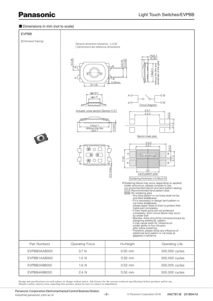 Panasonic EVPBB technical document page 2
