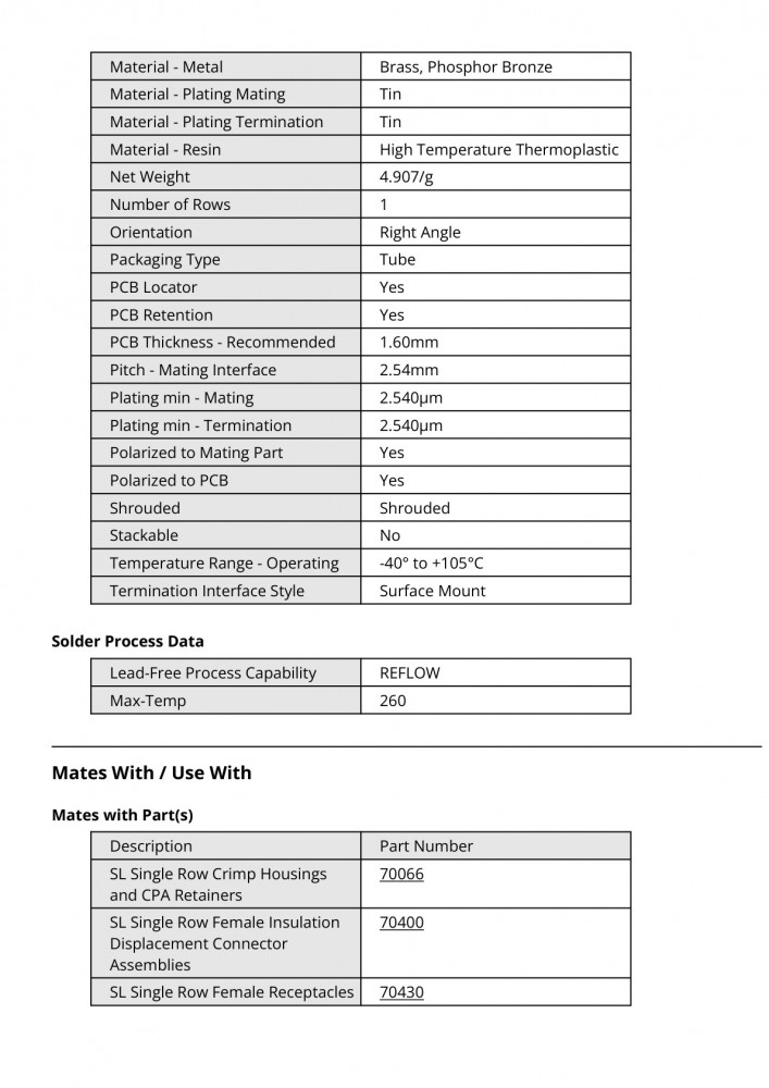 MOLEX SL product specification page 3