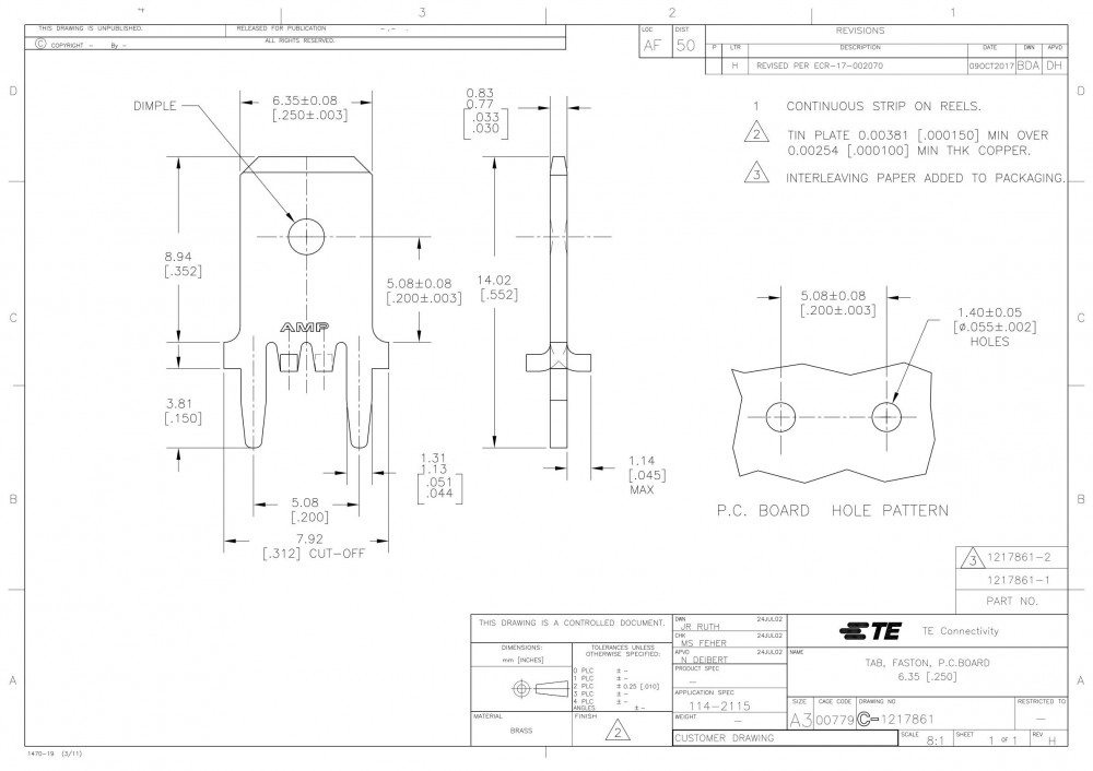 TE Connectivity 1217861-1 controlled drawing preview