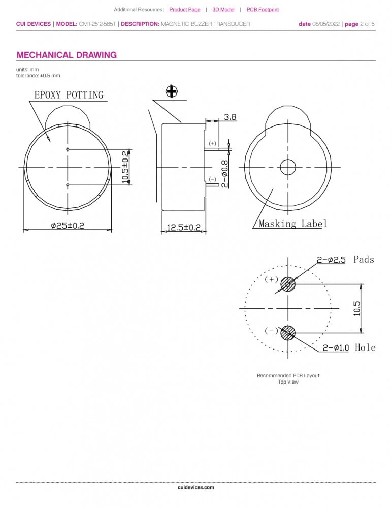 CMT-2512-585T datasheet page 2