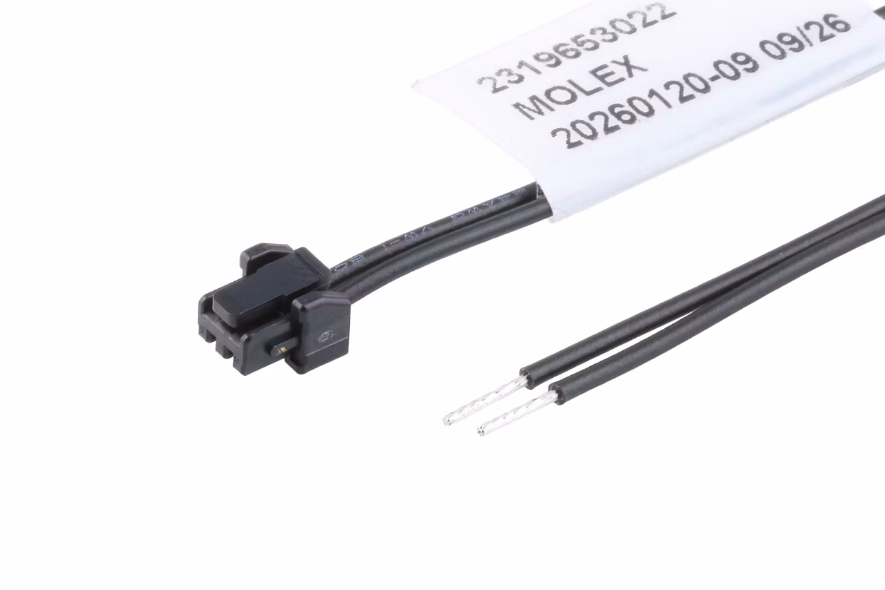 Pico-Lock Female-to-Pico-Lock Female Off-the-Shelf (OTS) Cable Assembly, 3.00mm Pitch, Single Row, Gold (Au) Plating, 150.00mm Length, 16 AWG, 2 Circuits, Black
