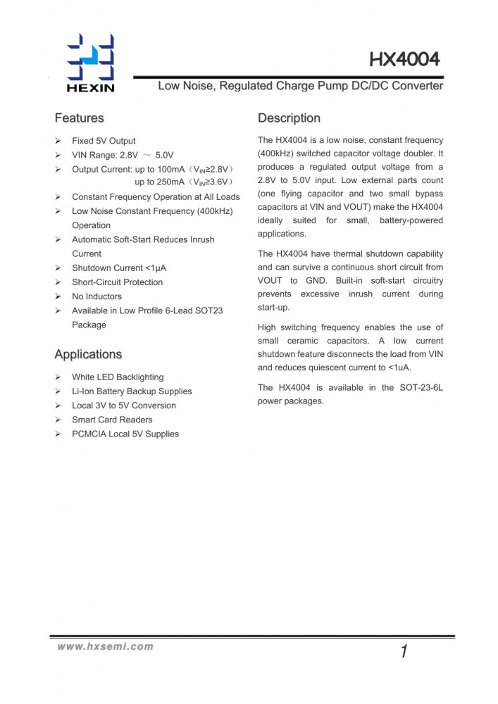 HX4004-MFC datasheet page 1
