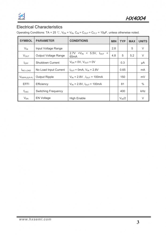 HX4004-MFC datasheet page 3