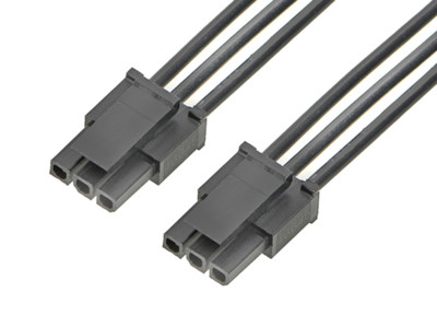 Micro-Fit 3.0 Male-to-Pigtail Off-the-Shelf (OTS) Cable Assembly, Single  Row, 150.00mm Length, Gold (Au) Plating, 3 Circuits, Black