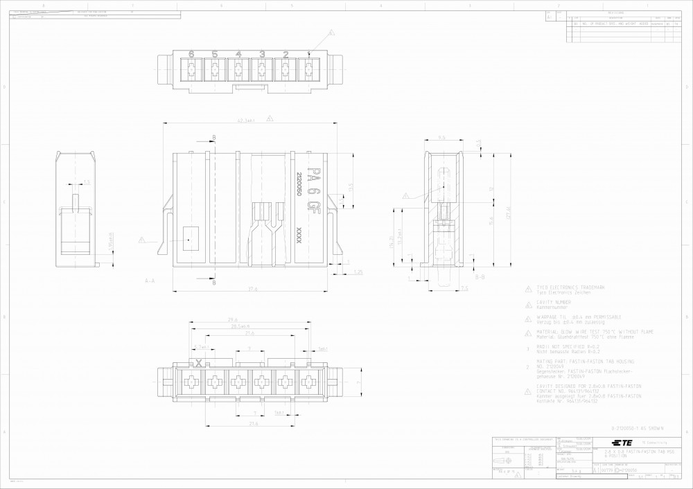 TE Connectivity 2120050-1 technical drawing