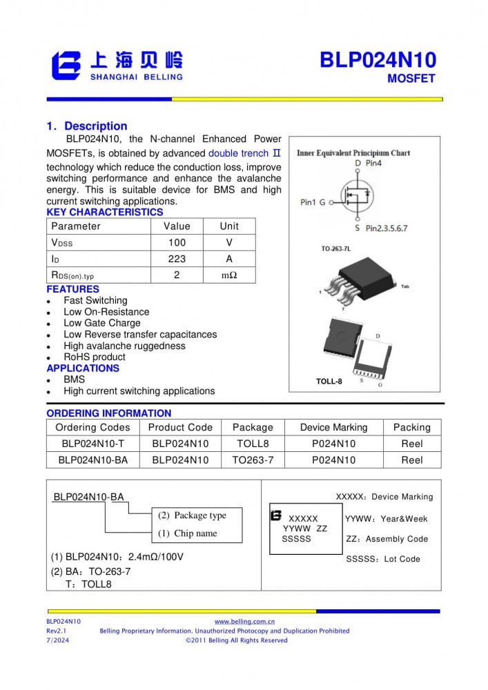 BLP024N10-T datasheet page 1