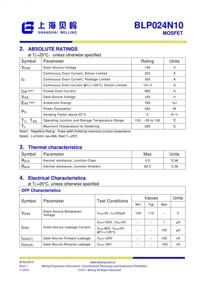 BLP024N10-T datasheet page 2