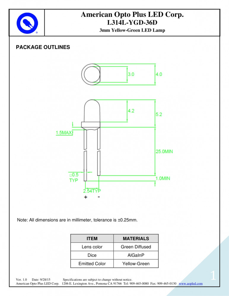 L314L-YGD-36D datasheet page 1