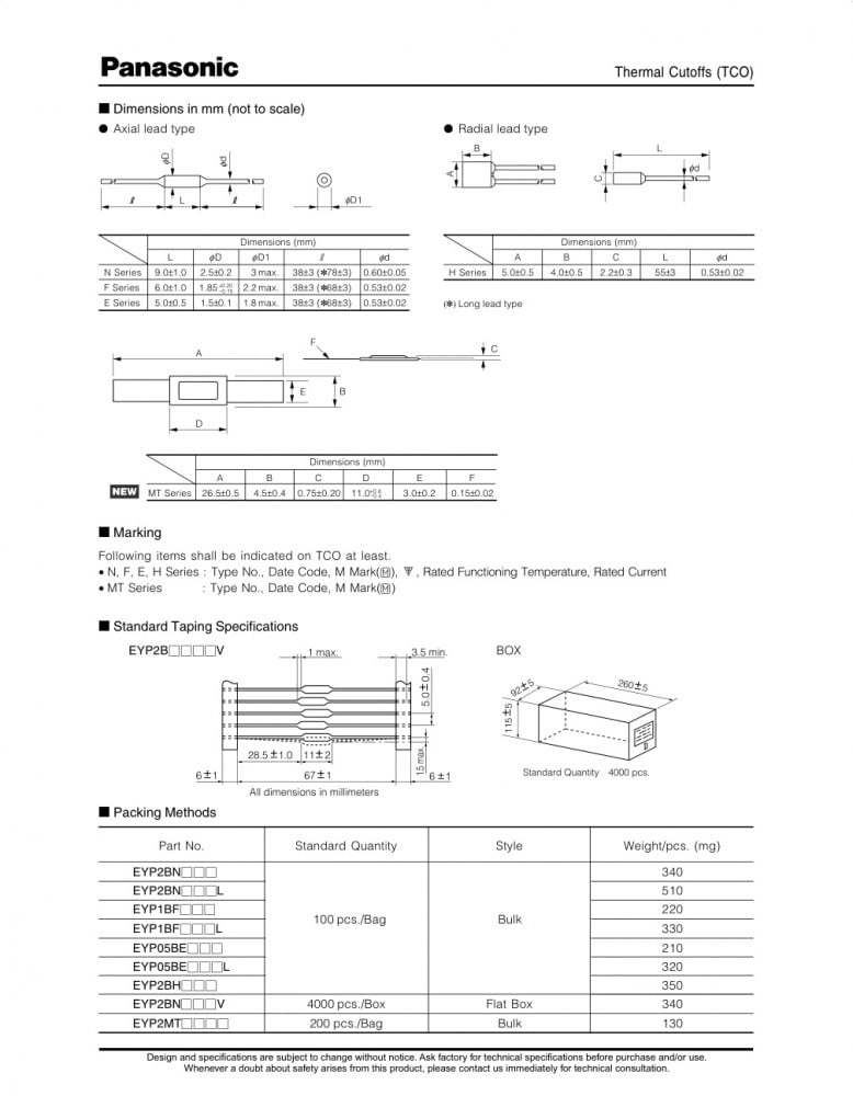 PANASONIC EYP thermal cutoff document page 4