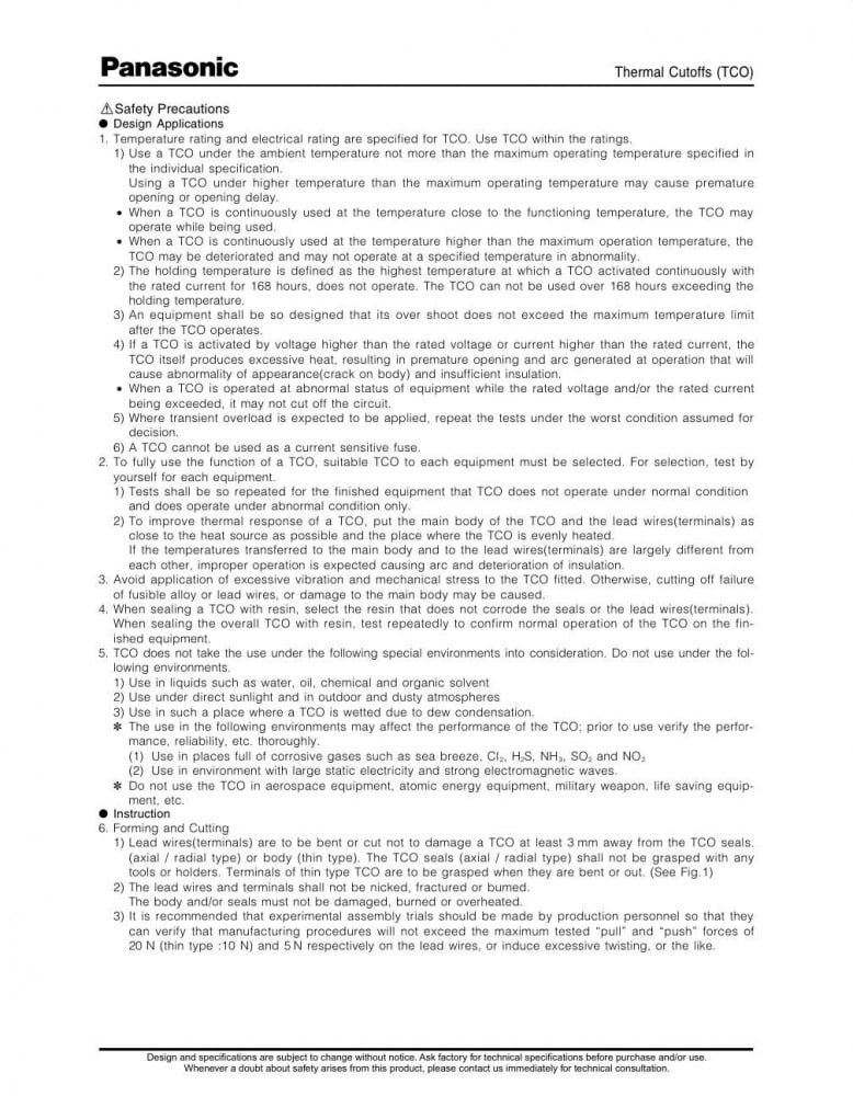 PANASONIC EYP thermal cutoff document page 5