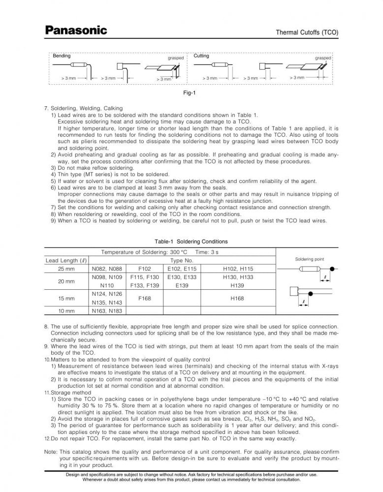 PANASONIC EYP thermal cutoff document page 6