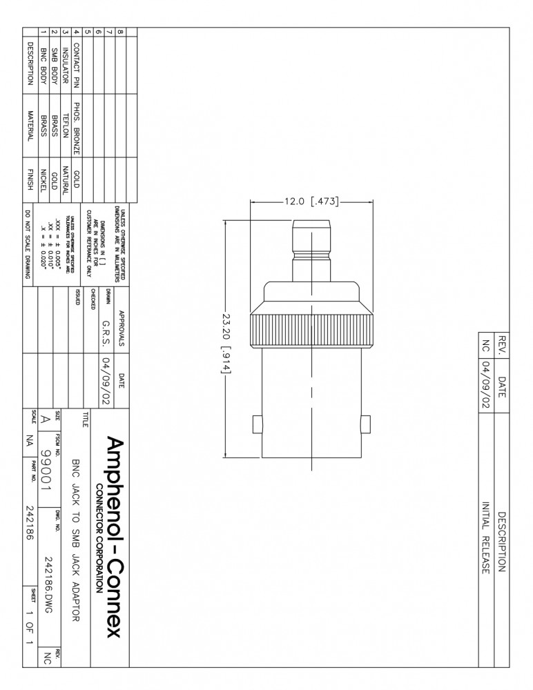 Amphenol 242186 engineering drawing