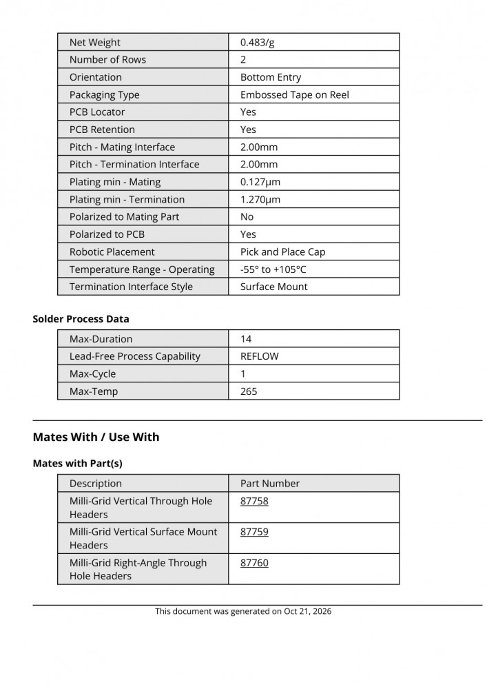Technical document page image 3 for Molex 872632496