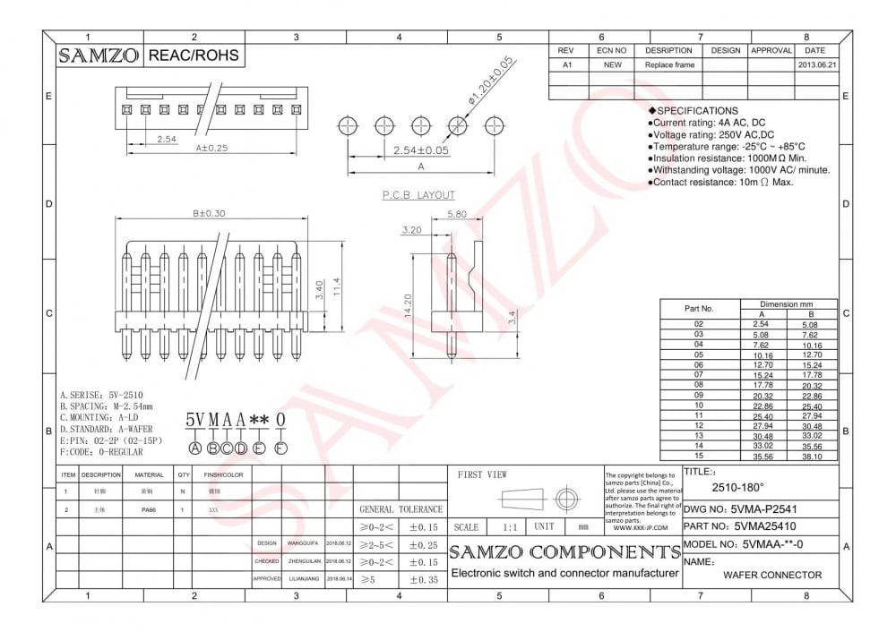 SAMZO 5VMAA040 technical drawing and specifications