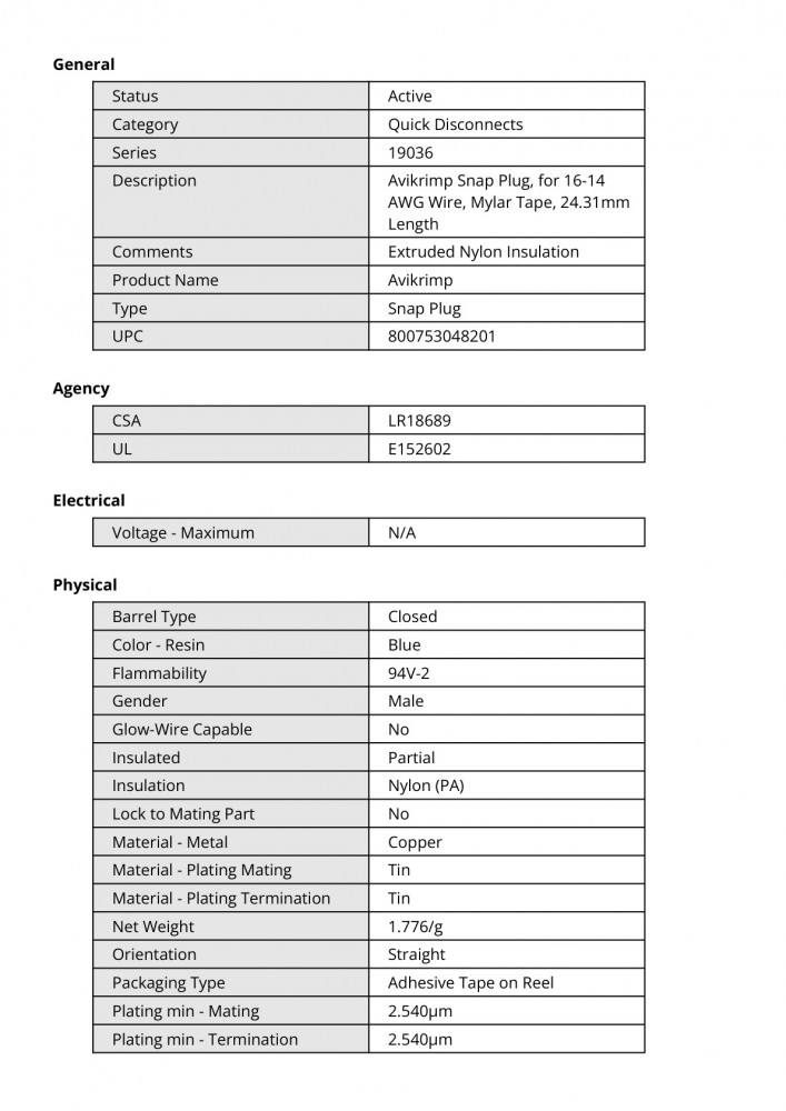 MOLEX 190360007 technical document image, page 2