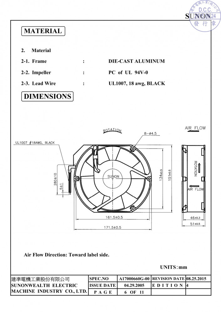 SUNON A2175-HBL specification page 6