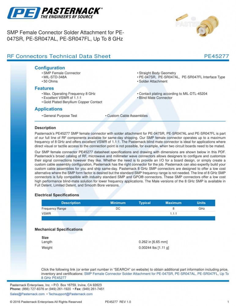 PE45277 datasheet page 1