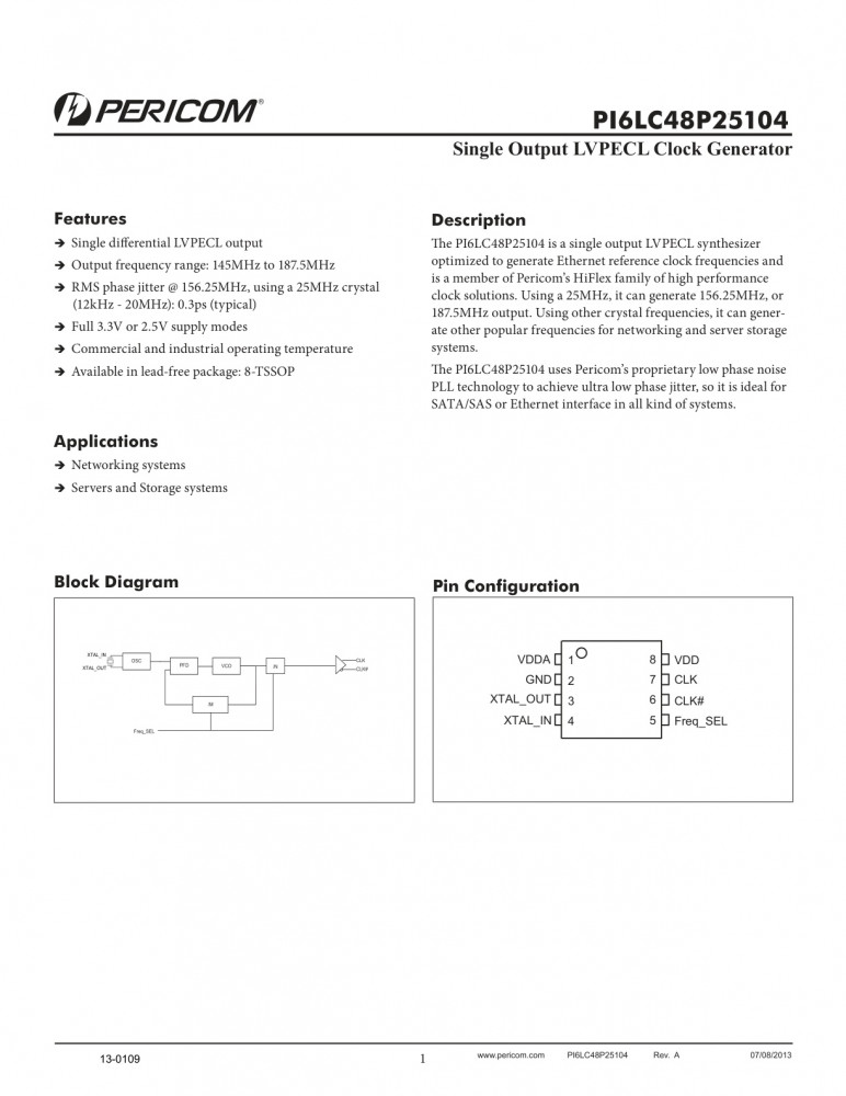 PI6LC48P25104LE datasheet page 1