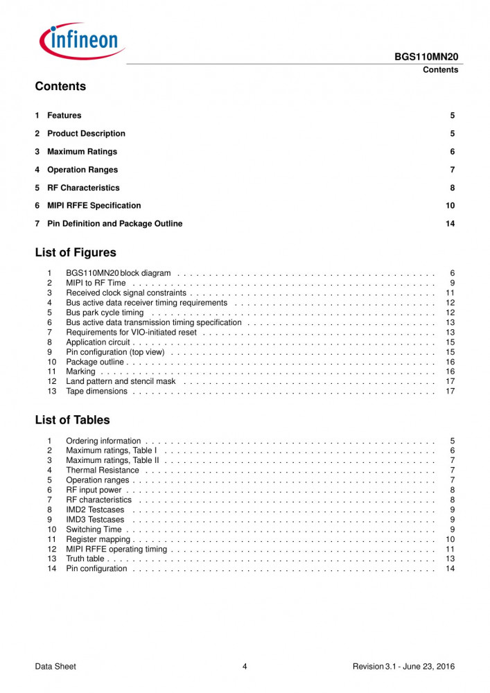 Infineon datasheet page 4