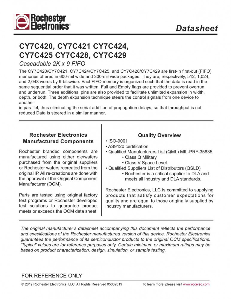 CY7C429 datasheet page 1