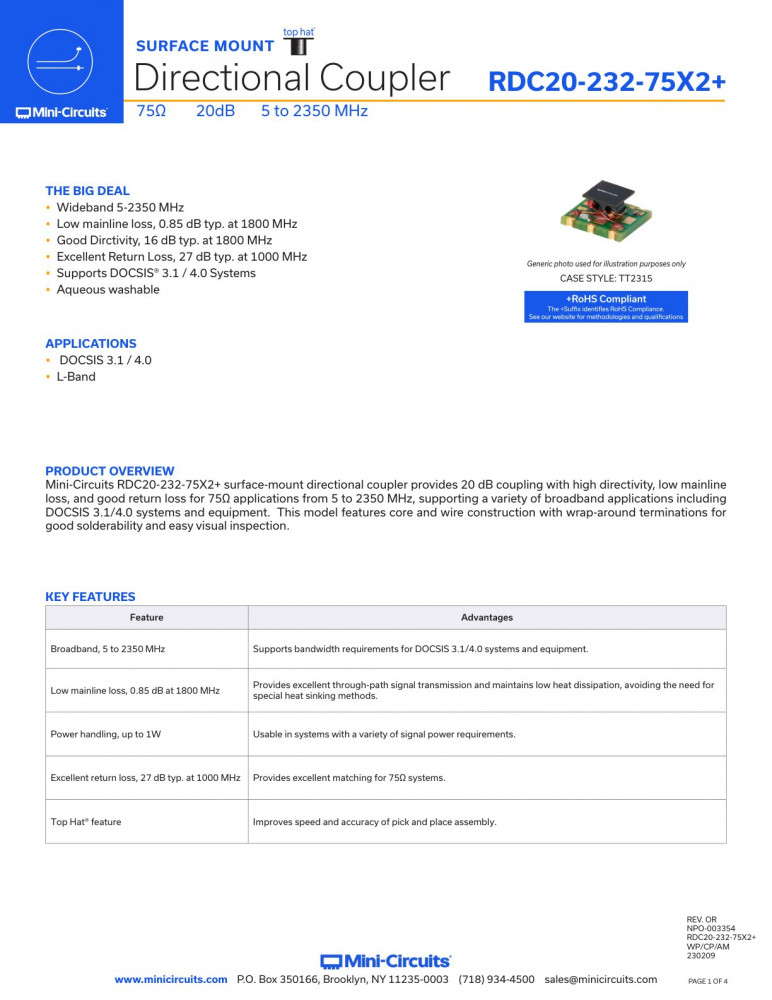 RDC20-232-75X2+ technical document page 1