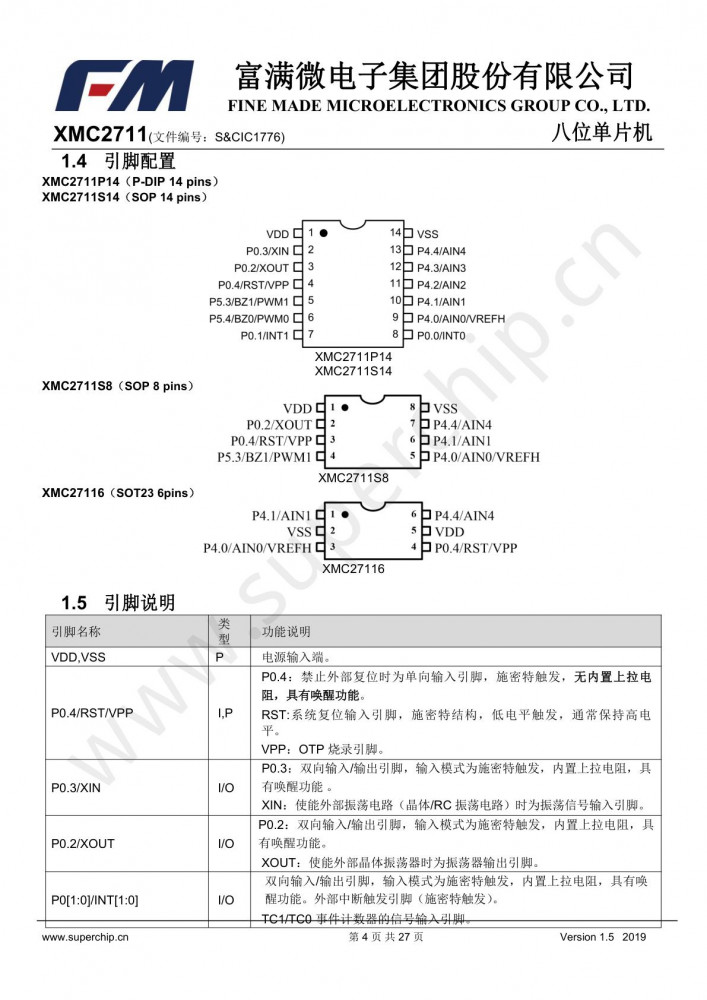 XMC2711S14 datasheet page 4