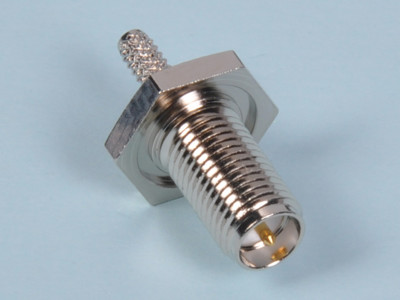 SMA Jack, Reverse Polarity, Straight, Bulkhead, Crimp, RG-316 Cable, Brass Body, Gold (Au) Plated, 50 Ohms for sale