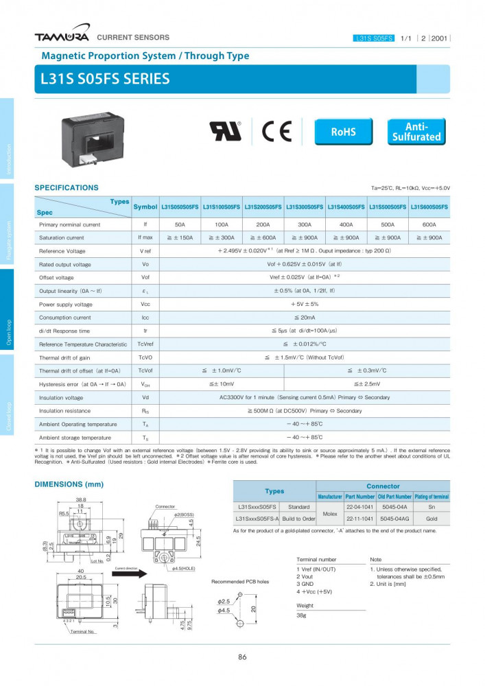 Tamura L31S datasheet page 1