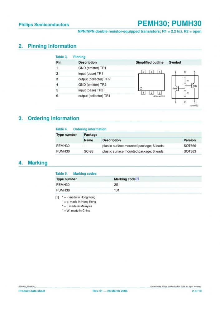PUMH30 datasheet page 3