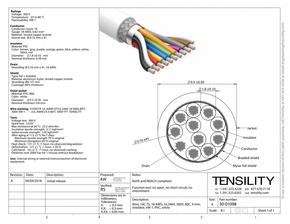 Tensility International 30-01098 product drawing