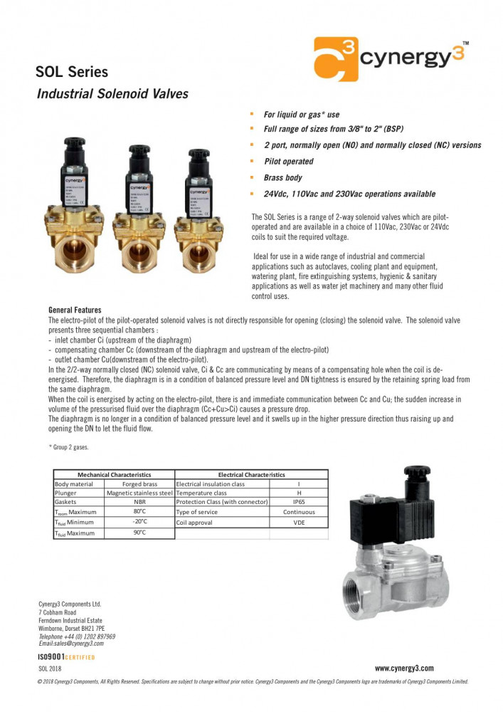 SOL Series technical document page 1