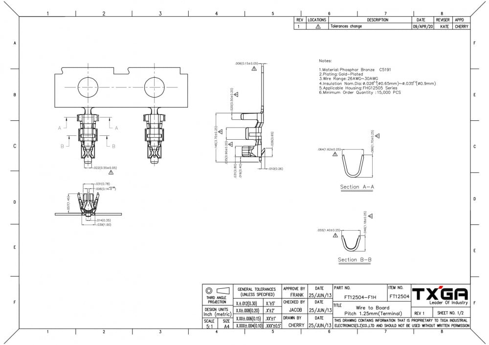 FT12504-F1H technical document page 1