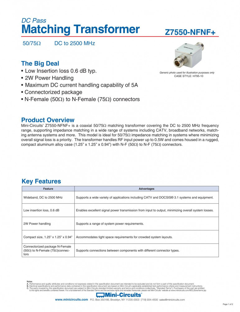 Z7550-NFNF+ technical document, page 1