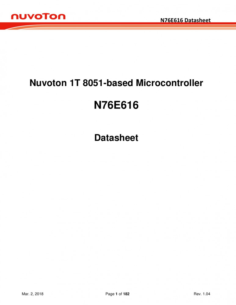 N76E616 datasheet page 1