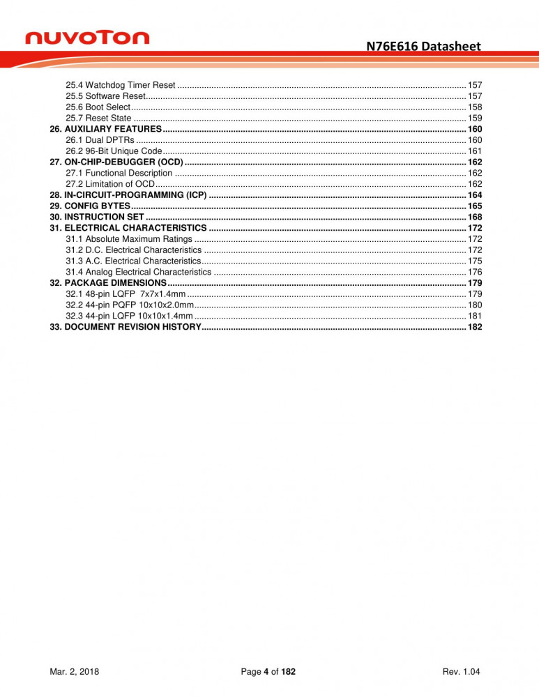 N76E616 datasheet page 4