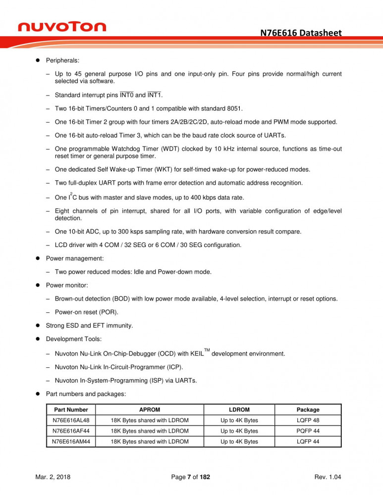 N76E616 datasheet page 7