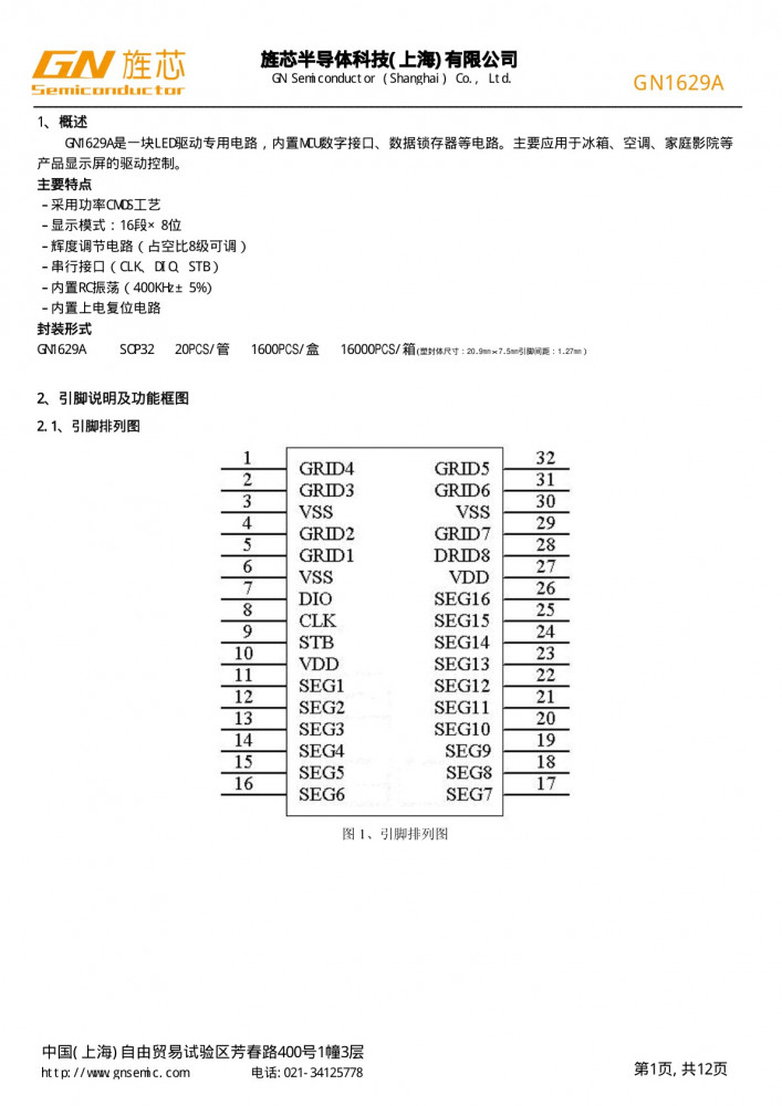 GN1629A datasheet page 1