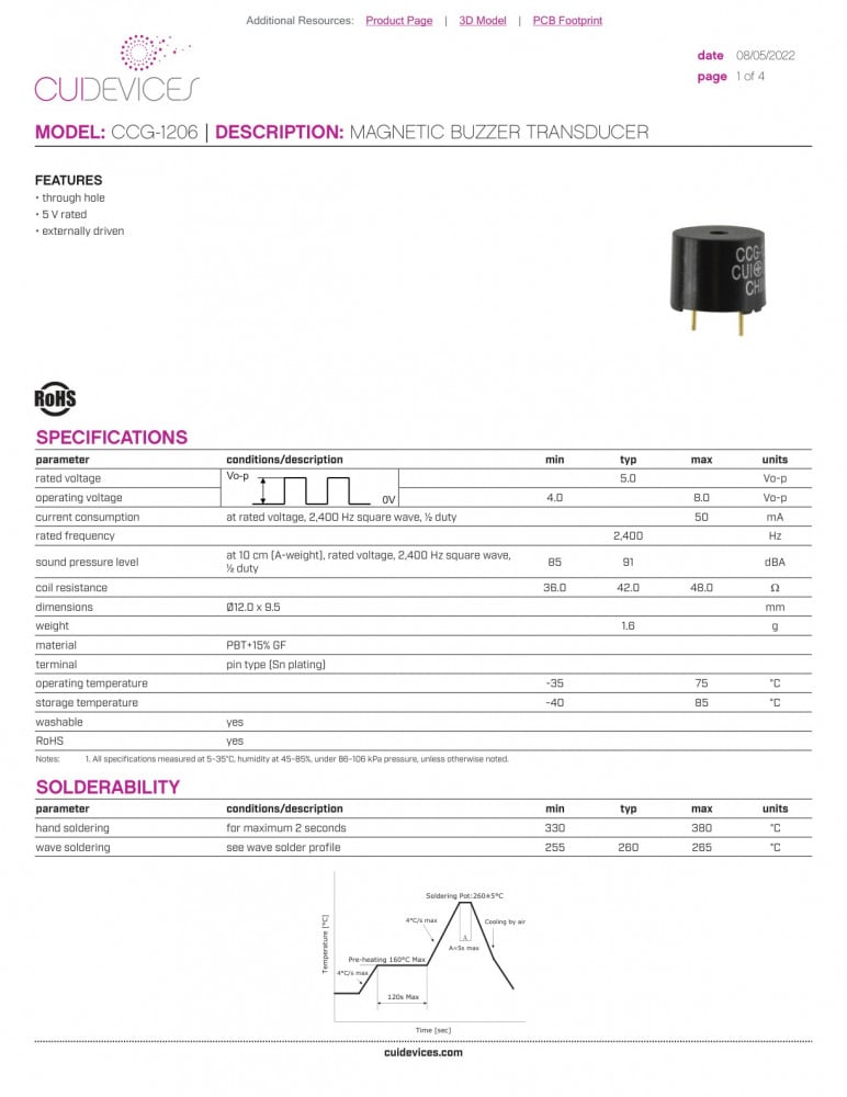 CCG-1206 datasheet page 1