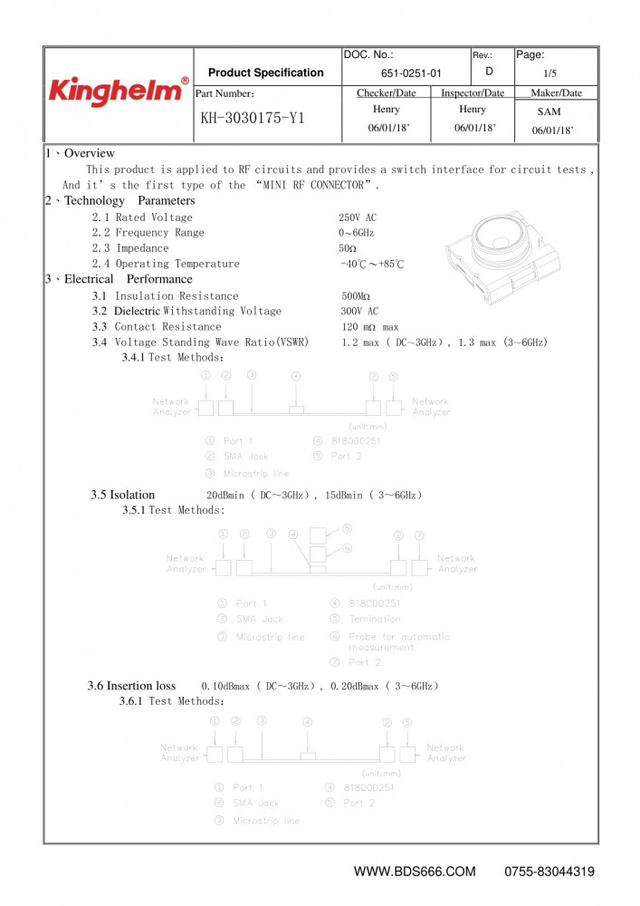 KH-3030175-Y1 product specification page 1