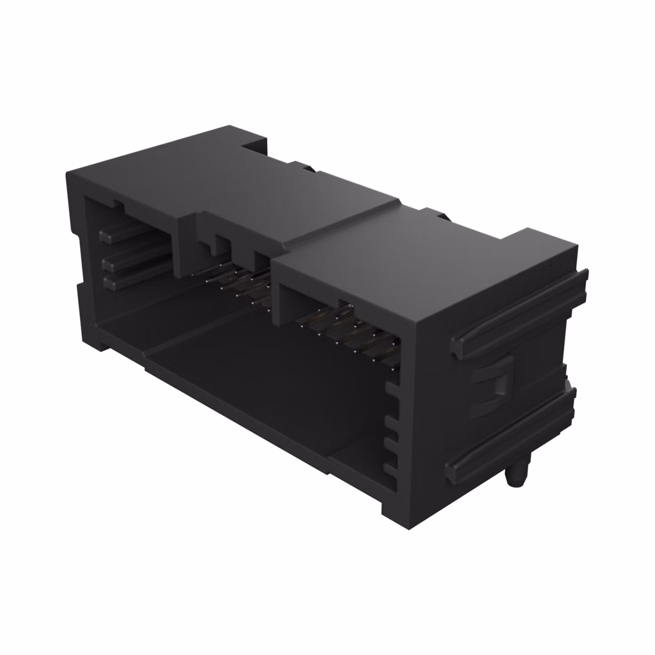 Mini50 Unsealed Right-Angle Header, 3 Rows, 38 Circuits / 30 Loaded, 30 x 0.50mm Blades, Polarization C, Dark Gray, Tape and Reel for sale