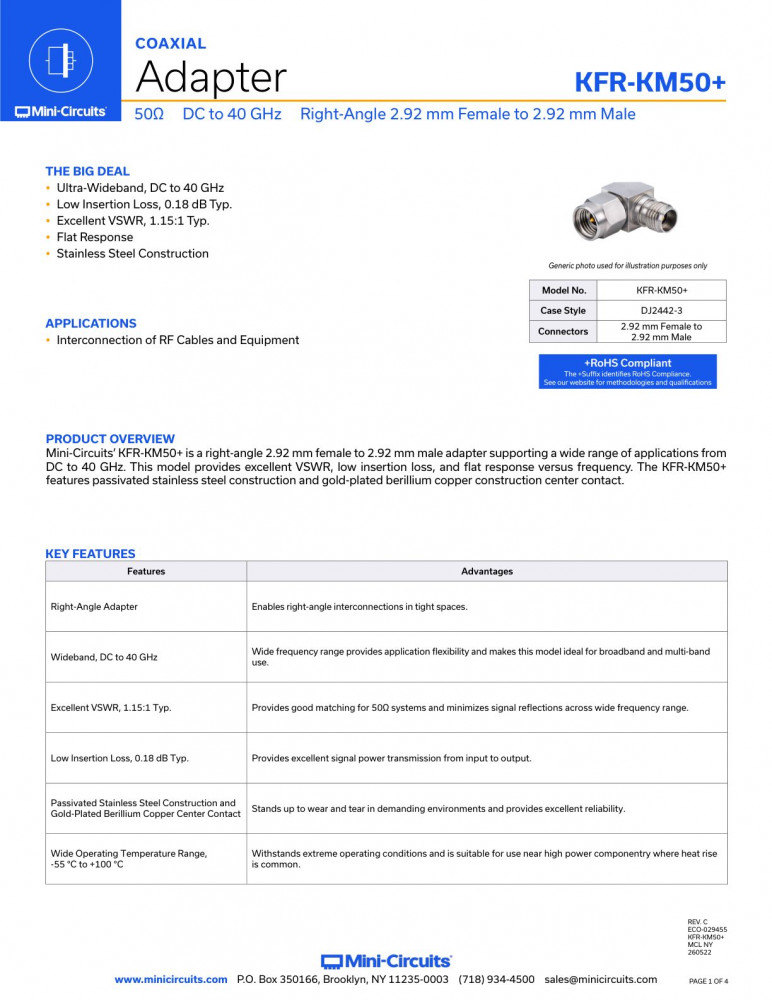 KFR-KM50+ product document, page 1