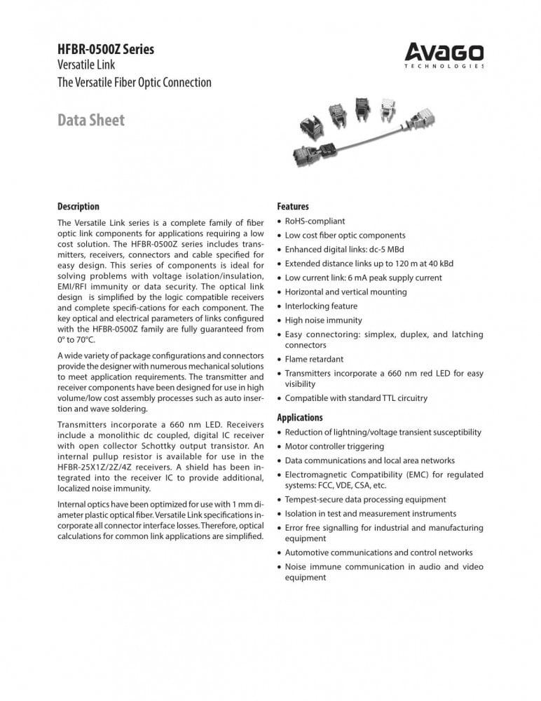 HFBR-2521Z datasheet page 1