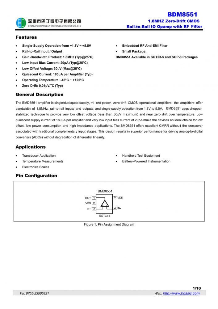 BDM8551 datasheet page 1