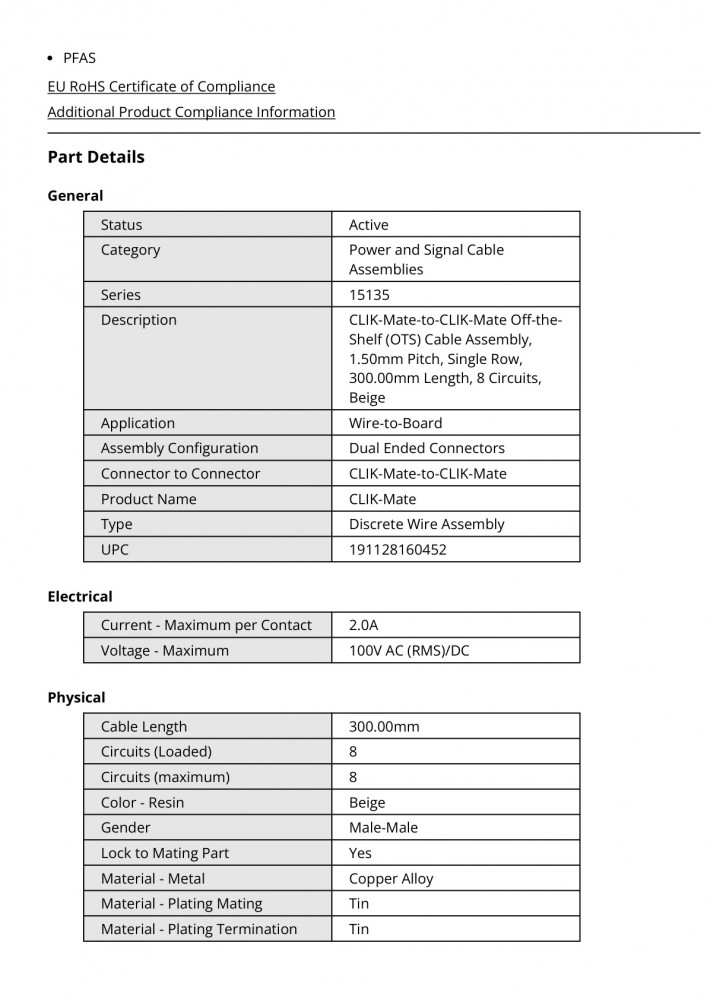 MOLEX 151350803 technical drawing, page 2