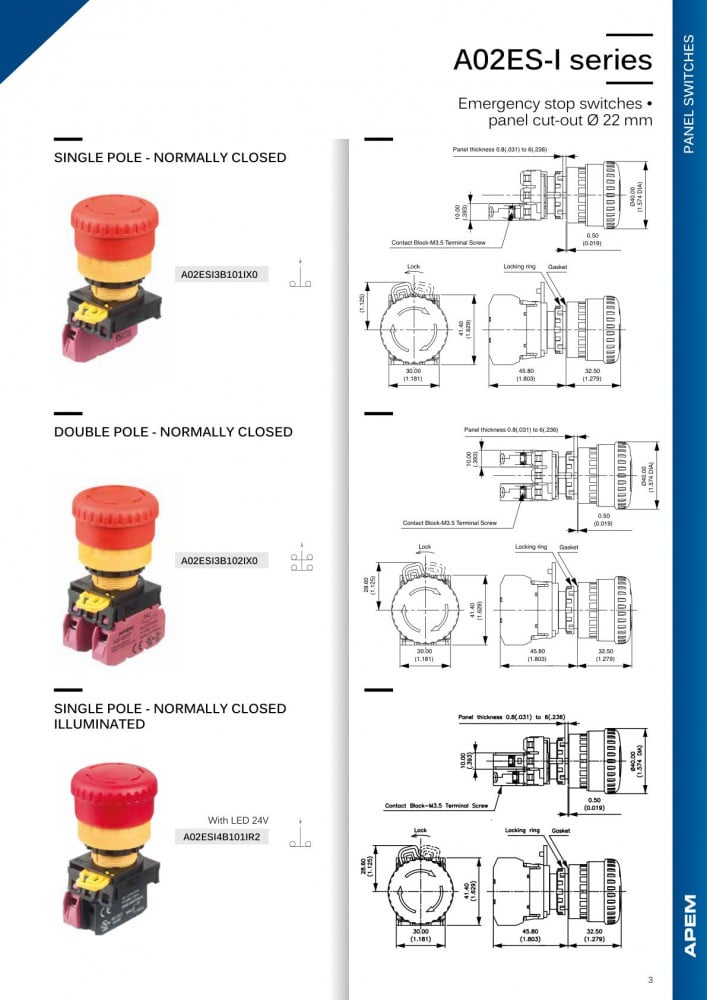 APEM A02ES-I technical document page 3