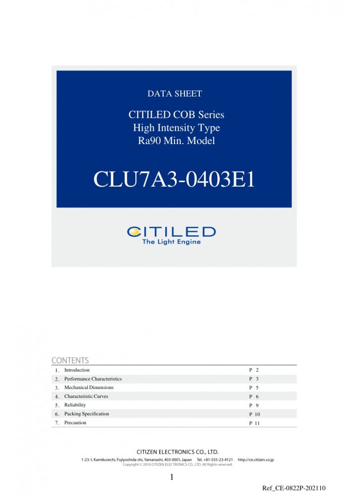 CITIZEN CLU7A3 datasheet page 1