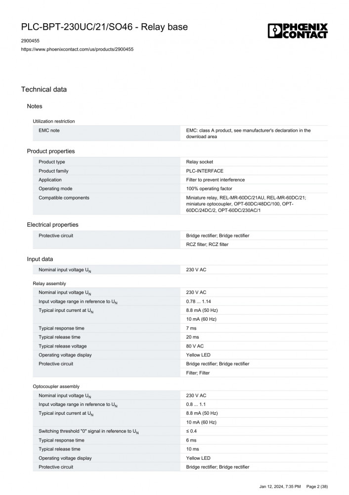 Phoenix Contact 2900455 datasheet page 2