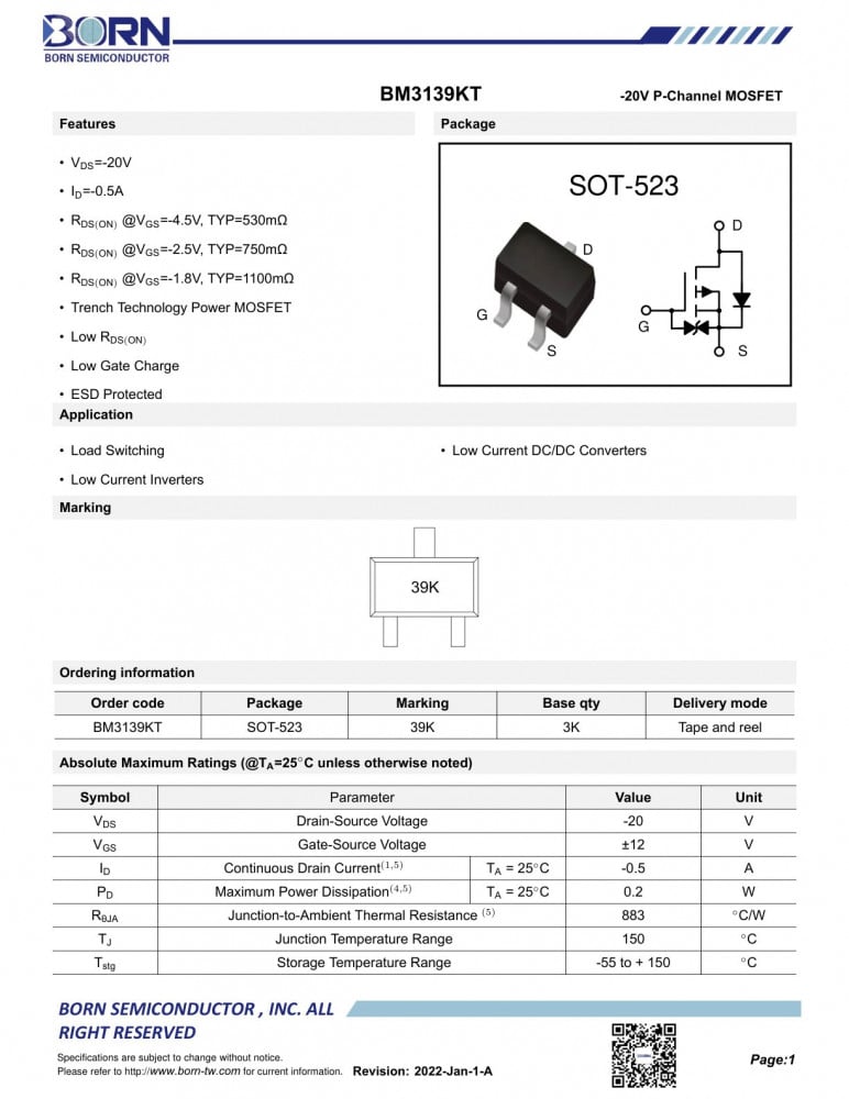 BM3139KT datasheet page 1