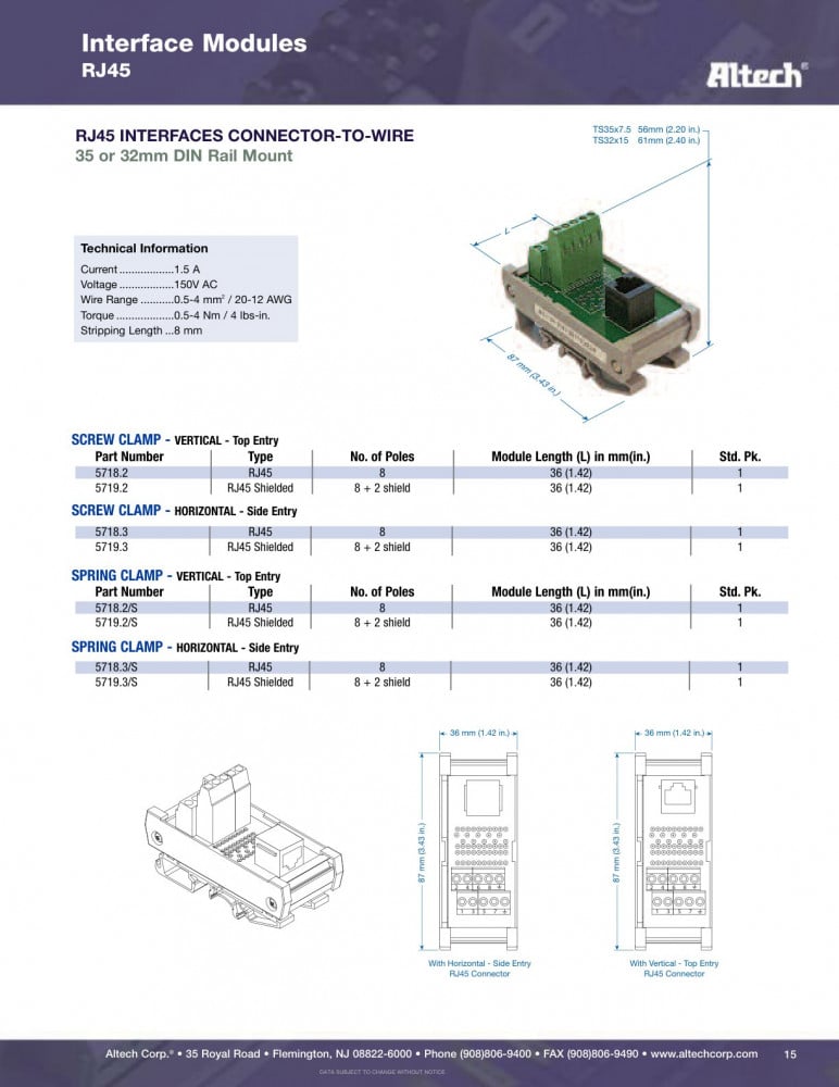 Altech 5718.2 technical document page