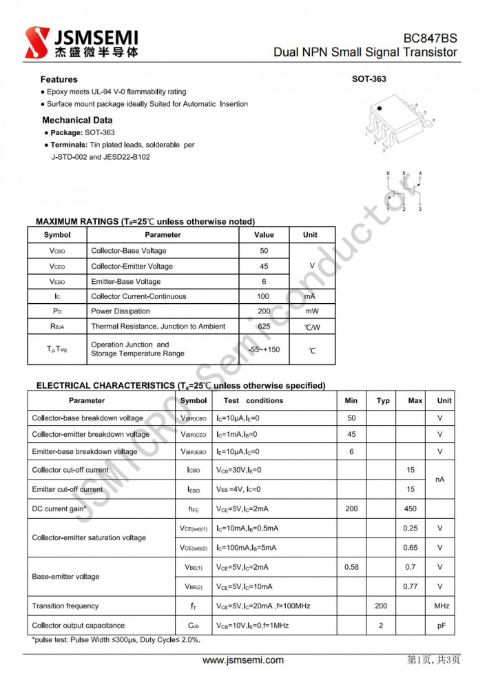 BC847BS-JSM datasheet page 1